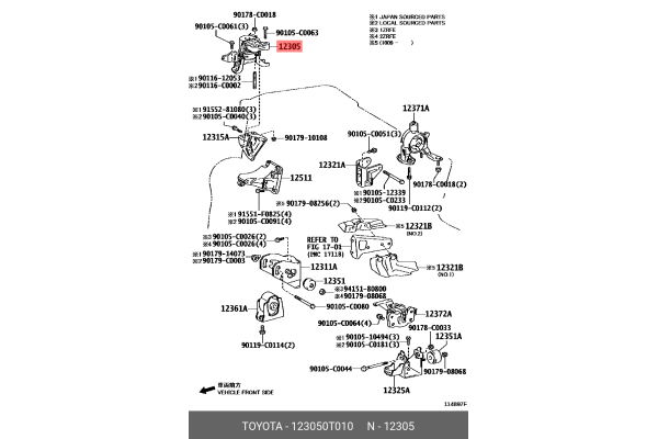 TOYOTA 12305-0T010 12305-22361,12305-0T010