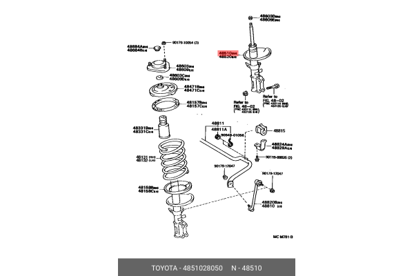 TOYOTA 48510-28050 48510-28040,48510-28050,48510-29095,48510-29225 ...