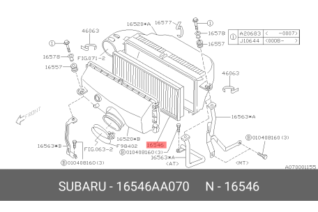 SUBARU 16546-AA070 16546-AA070,16546-AA07A,16546-AA070,16546-AA07A