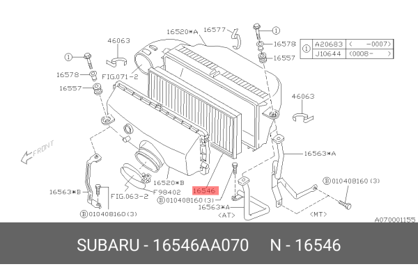 SUBARU 16546-AA070 16546-AA070,16546-AA07A,16546-AA070,16546-AA07A