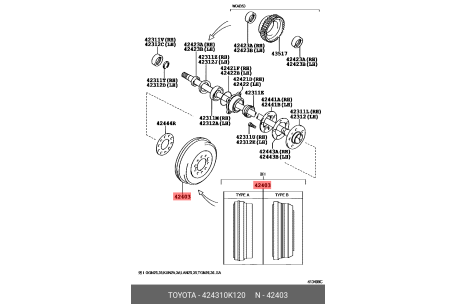 TOYOTA 42431-0K120 42431-0K250,42431-0K120
