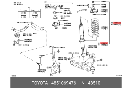 TOYOTA 4851069476 48510-69485,48510-80873,4851080498