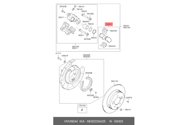 HYUNDAI 58302-3SA20 58302-1GA00,58302-1JA30,58302-1MA00,58302-3SA20 ...