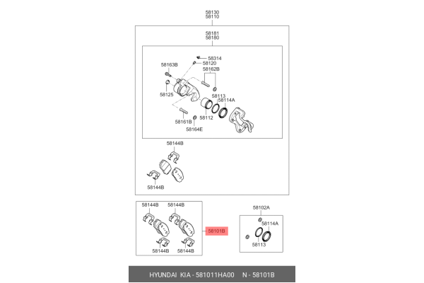HYUNDAI 58101-1HA00 58101-1HA10,58101-1MA00,0K2FA-33-28Z,58101-M0A00