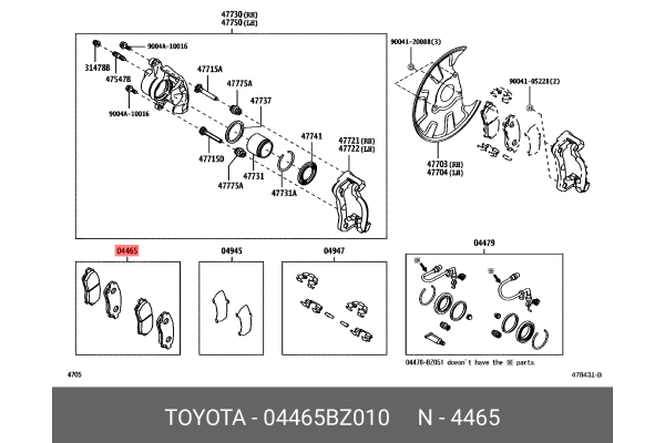 TOYOTA 04465-BZ010 04465-BZ010,0449187Z01001,55200-61G10