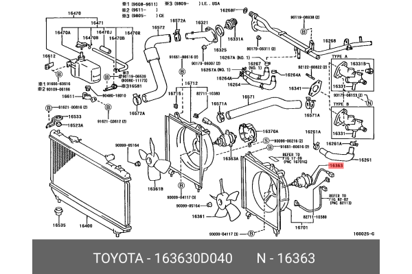 TOYOTA 163630D040 163630D040