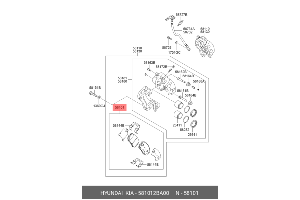 HYUNDAI 58101-2BA00 58101-2WA70,58101-0WA00,58101-2BA00