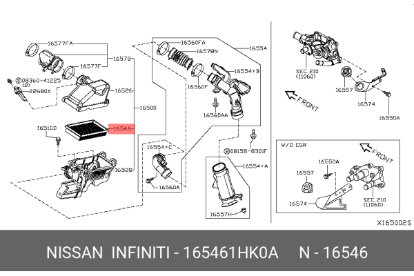 NISSAN 16546-1HK0A 16546-1HK0A,16546-1HK0J