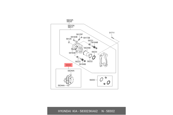 HYUNDAI 58302-3KA62 48413341A0,58302-2KA10,58302-D3A00,1064001725-02
