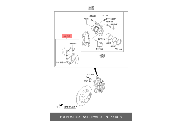 HYUNDAI 58101-2VA10 58101-A4A17,58101-2VA60,58101-A7A00,1064001724-02