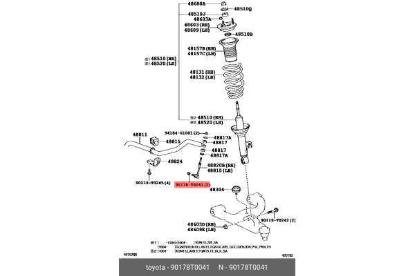 TOYOTA 90178T0041 90178T0041