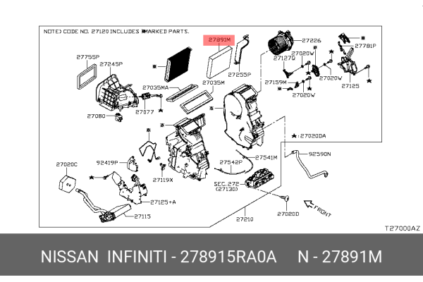 NISSAN 27891-5RA0A 272773277R,AY686-NS032,2 727 730 16R,8450039731