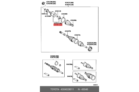 TOYOTA 43040-28011 43040-28011,43040-33050