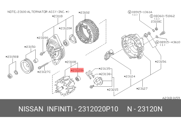 NISSAN 23120-20P10 31111-P08-J02,B612-18-W36,23120-51E10