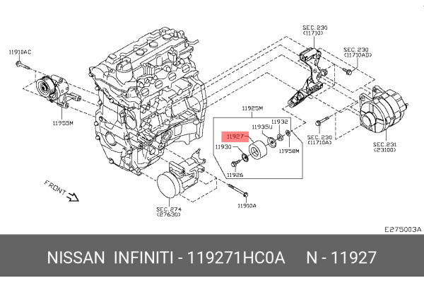 NISSAN 11927-1HC0A 11927-ED000,11927-1HC0A,11927-ED00B,11927-1HC0D