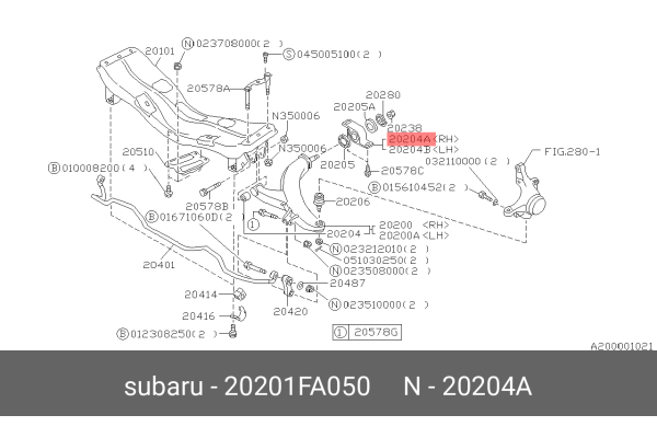 SUBARU 20201-FA050 20201-FA050,20201-AA050