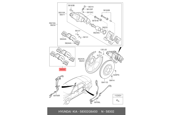 Hyundai / KIA 58302 G8A50 58302-3RA70,58302-3ZA10,58302-A7B30,58302 ...