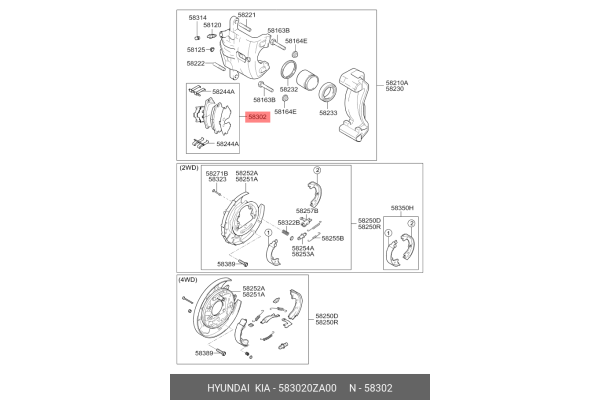 HYUNDAI 58302-0ZA00 58302-1GA00,58302-1JA30,58302-1MA00,58302-3SA20 ...