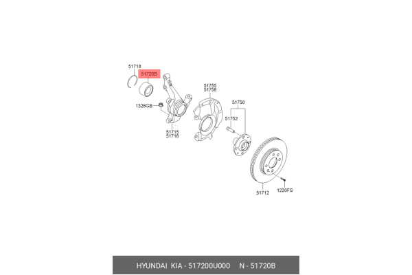 Hyundai / KIA 517200U000 51720-1W000,51720-0U000