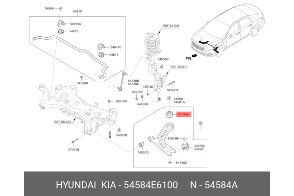 Hyundai / KIA 54584E6100 54584-C1000,54584-F2000,54584-F2AA0,54584 ...