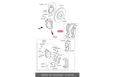 Hyundai / KIA 58101A9A20 58101-A9A00,58101-A9A20