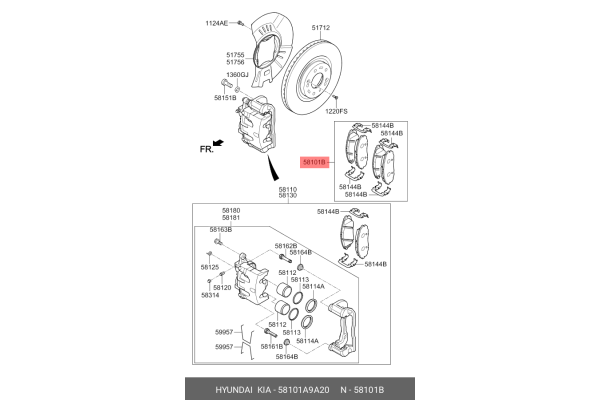 Hyundai / KIA 58101A9A20 58101-A9A00,58101-A9A20