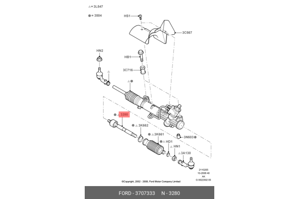 FORD 3 707 333 YS4Z-3280-CB,98AG3L519AA,2M5Z-328D-AA,3 707 333