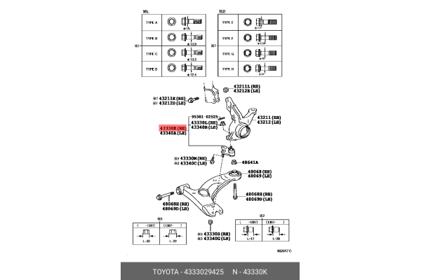 TOYOTA 43330-29425 43330-49055,43330-09670,43330-29425,43330-09700