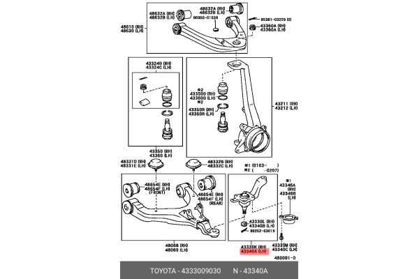 TOYOTA 43330-09030 43330-29375,B2904810,S2904810,43330-29265,1064001876 ...