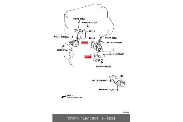 TOYOTA 12361-75071 12361-75070,12361-75071