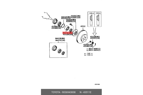 TOYOTA 90369-43008 90369-43008,90369-43009