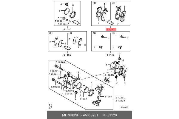 MITSUBISHI 4605B281 MR527128,04465-B2150,04465-B2010