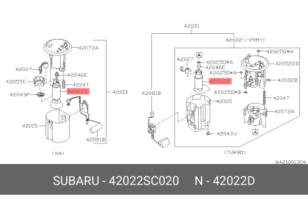SUBARU 42022SC020 17042-4M400,1760A233,31111-3L800