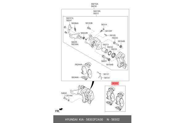 HYUNDAI 58302-F2A30 58302-3RA70,58302-3ZA10,58302-A7B30,58302-A7B31 ...