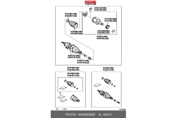 TOYOTA 43430-60080 43430-60080,43430-60082