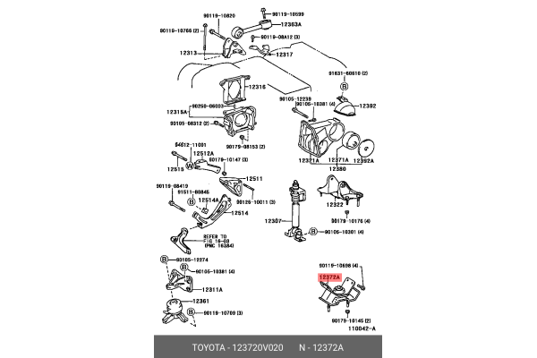 TOYOTA 12372-0V020 12372-36040,12372-0V020,12372-0H090