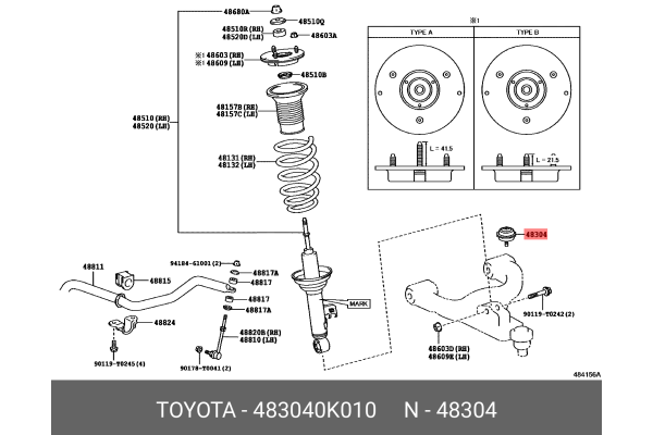 TOYOTA 48304-0K010 48331-26140,48304-0K010
