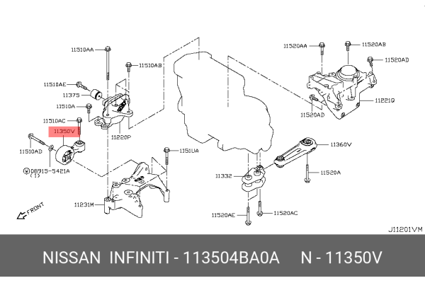 NISSAN 11350-4BA0A 11350-4BA0A