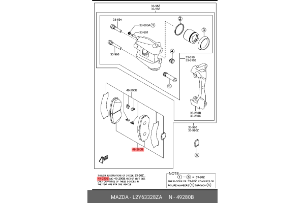 MAZDA L2Y63328ZA L2Y6-33-23Z,4605B541,L2Y6-33-28Z