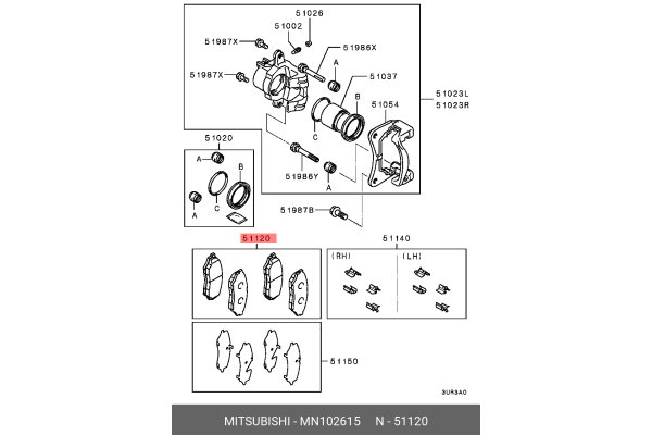 MITSUBISHI MN102615 MR475453,MR334950,MN102615