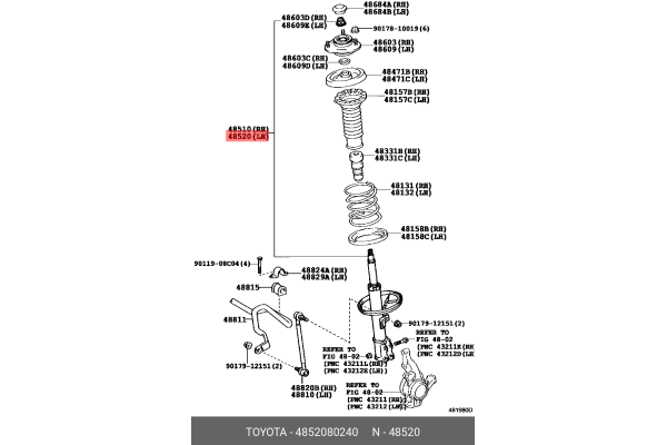 TOYOTA 48520-80240 48520-80016,48520-80240,4852044140,4852044141,4852044150