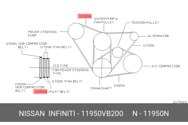 NISSAN 11950-VB200 11950-VB200,11950-VB20A