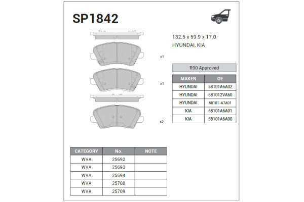 SANGSIN SP1842 58101-G4A05,58101-A7A01