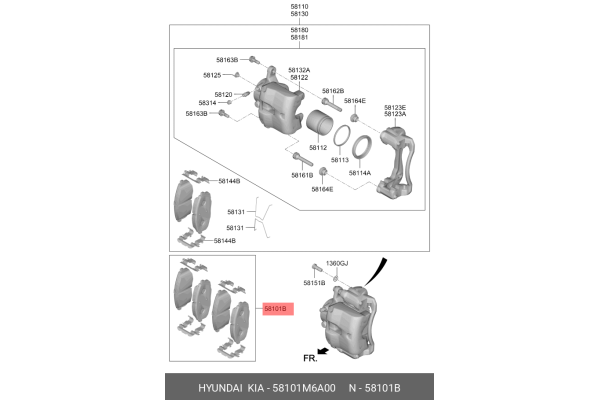 KIA 58101-M6A00 58101-1HA10,58101-1MA00,0K2FA-33-28Z,58101-M0A00