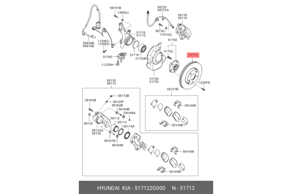 KIA 51712-2G000 51712-3K010,51712-2C000,51712-3K050,51712-2E300,51712-1F000