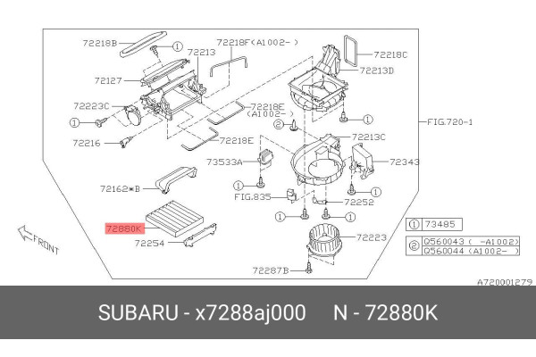 SUBARU X7288-AJ000 87139-30040,87139-06080,72880-AJ000,87139-BZ020