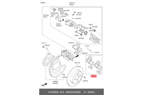 KIA 58302-H8A00 58302-3RA70,58302-3ZA10,58302-A7B30,58302-A7B31,58302-D4A50
