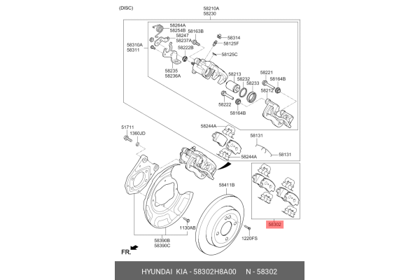 KIA 58302-H8A00 58302-3RA70,58302-3ZA10,58302-A7B30,58302-A7B31,58302-D4A50