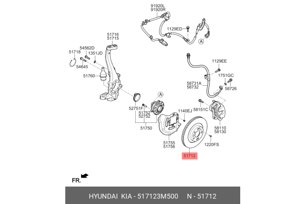 Hyundai / KIA 51712-3M500 51712-3M000,51712-3M500,51712-B1000,51712-B1500