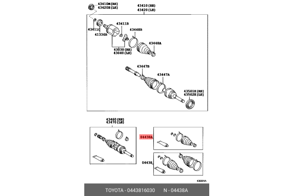 TOYOTA 04438-16030 43448-52020,04438-06070,04437-47021